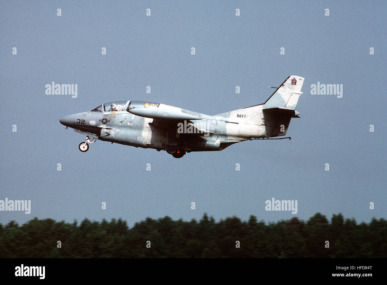A Fighter Squadron 43 (VF-43) T-2C Buckeye aircraft takes off. T-2C VF ...