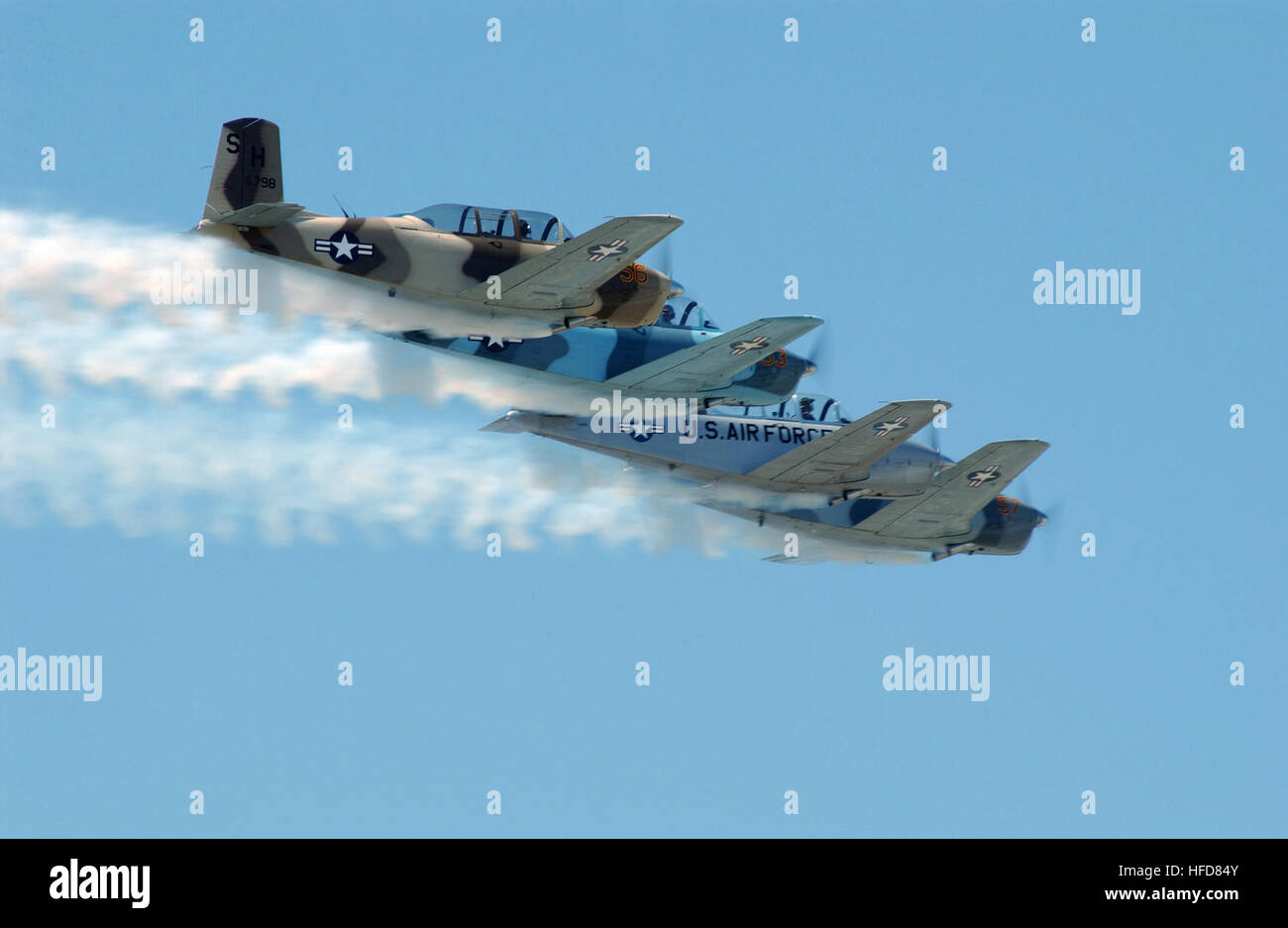 Members of the March Field Aero Club fly their T-34 Mentor aircraft in ...
