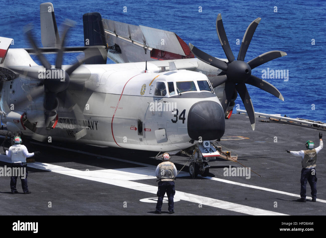 The crew of a U.S. Navy C-2A Greyhound aircraft assigned to Fleet ...