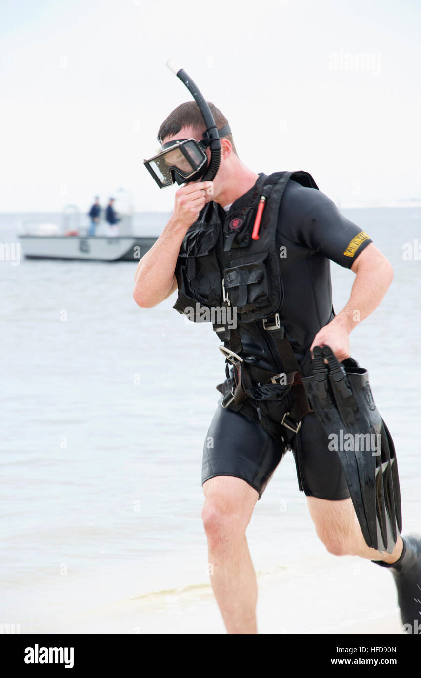 U.S. Navy Airman David Robarts, a candidate at Aviation Rescue Swimmer ...
