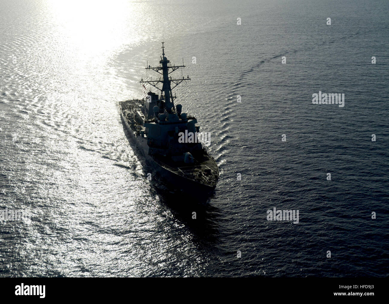 The guided missile destroyer USS Ramage (DDG 61) steams through the ...