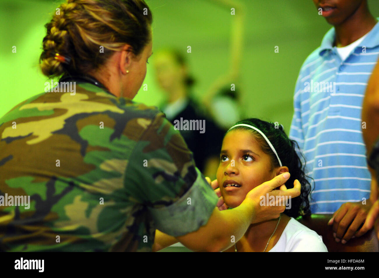 Lt. Cmdr. Kathaleen Sikes, a Navy nurse embarked aboard the amphibious ...