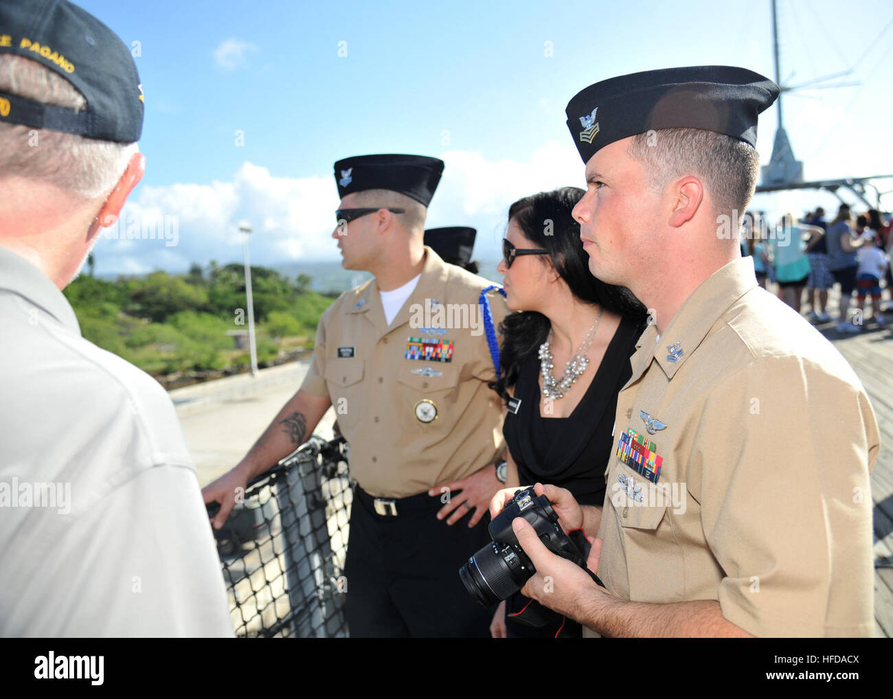 PEARL HARBOR, Hawaii (April 9, 2013) From right, Aviation Boatswain's ...