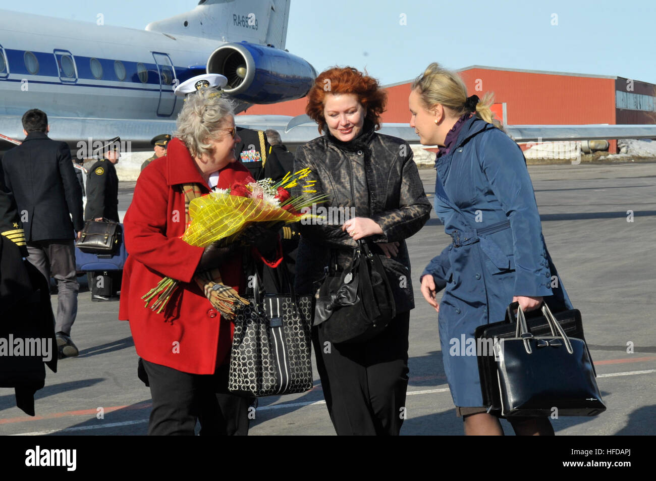 Ellen Roughead, foreground left, wife of U.S. Navy Adm. Gary Roughead ...