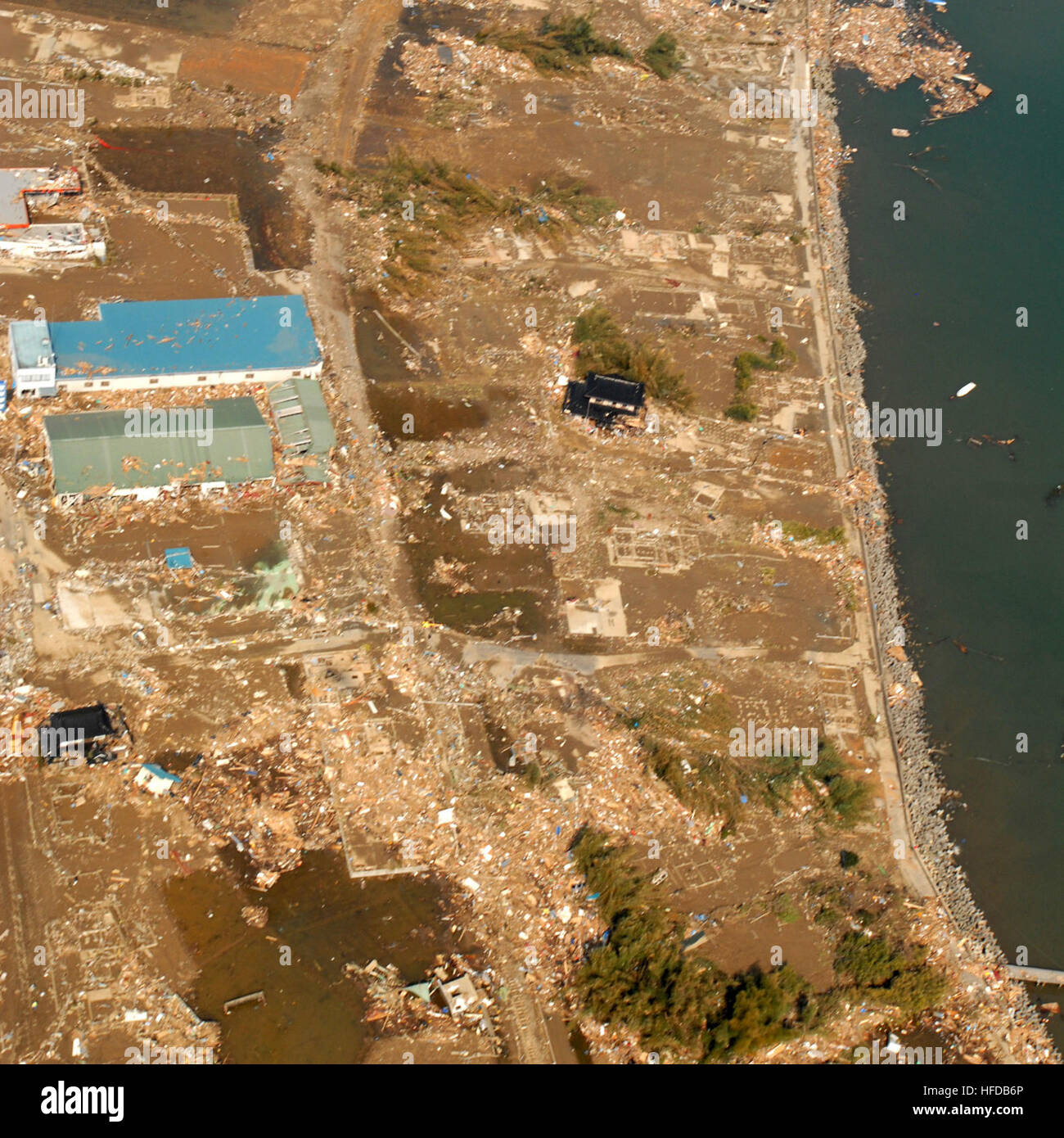 Tsunami damage north of Sendai 1x1 resized Stock Photo - Alamy