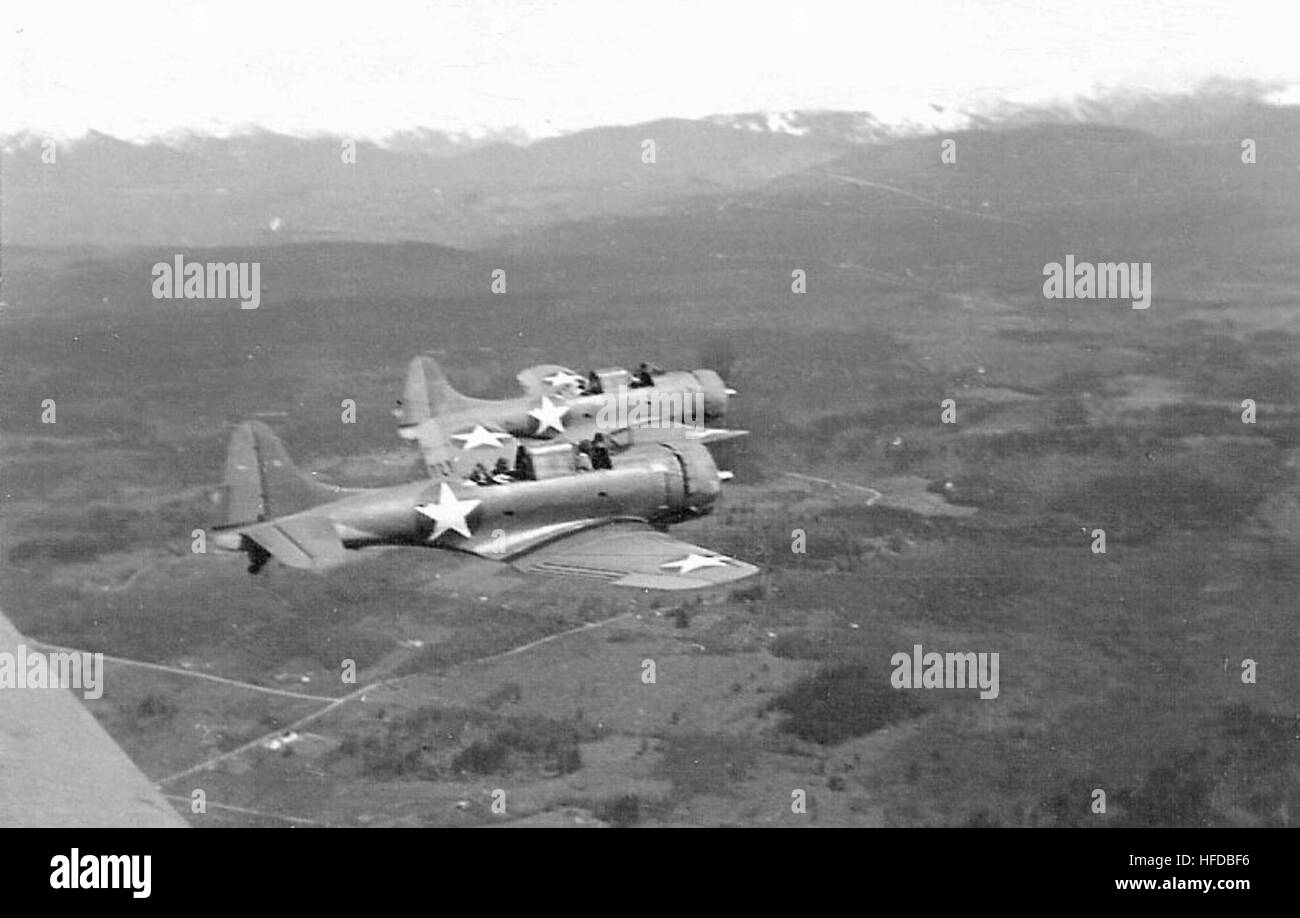Two SBD Dauntless bombers over the Solomons c1942 Stock Photo - Alamy