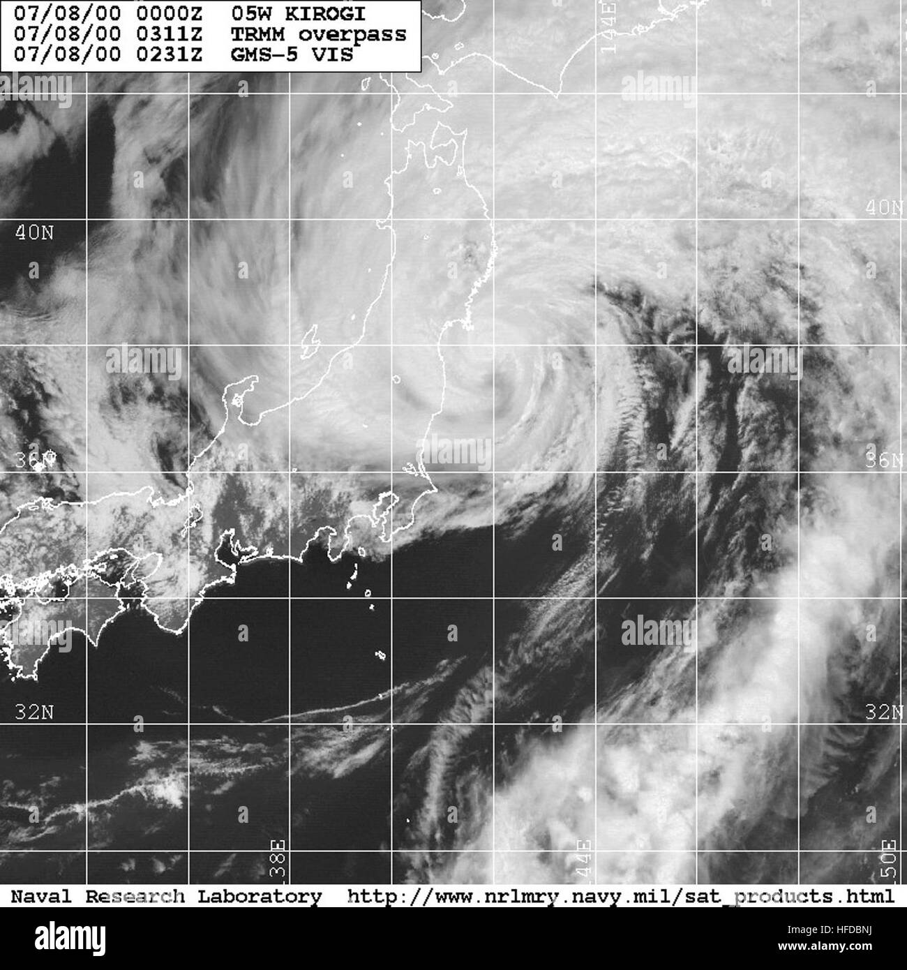 Typhoon Kirogi 8 Jul 2000 0311Z Stock Photo - Alamy
