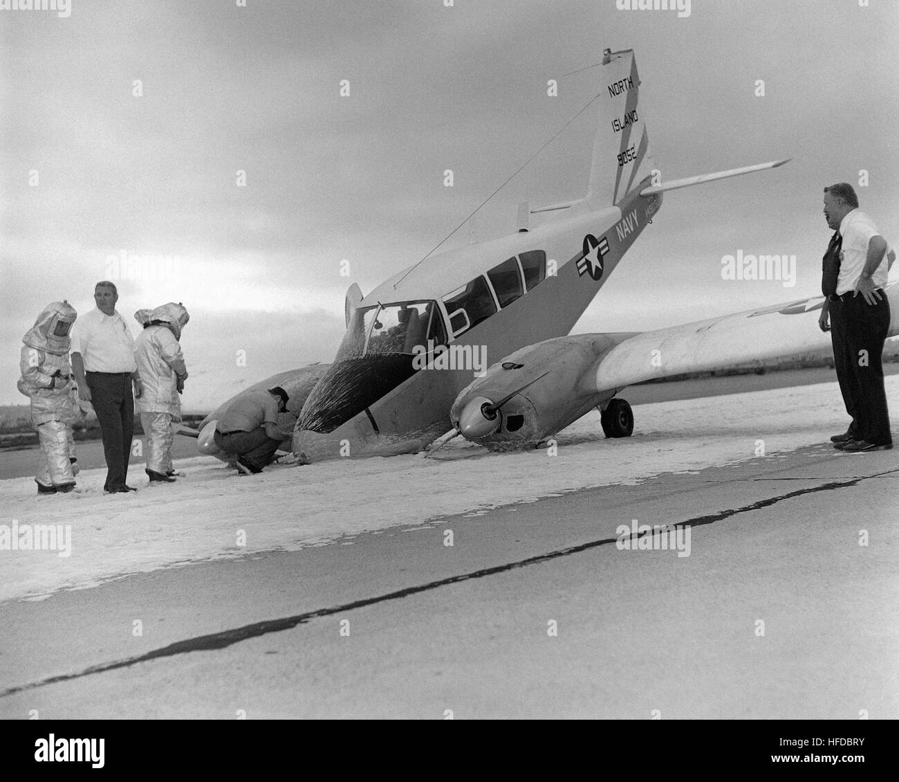 A left front view of a U-11A Aztec aircraft that crashed at Naval Air ...