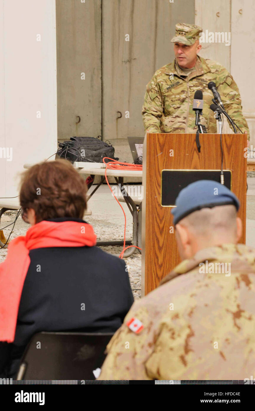 U.S. Army Lt. Gen. Joseph Anderson, at lectern, the commander of the ...