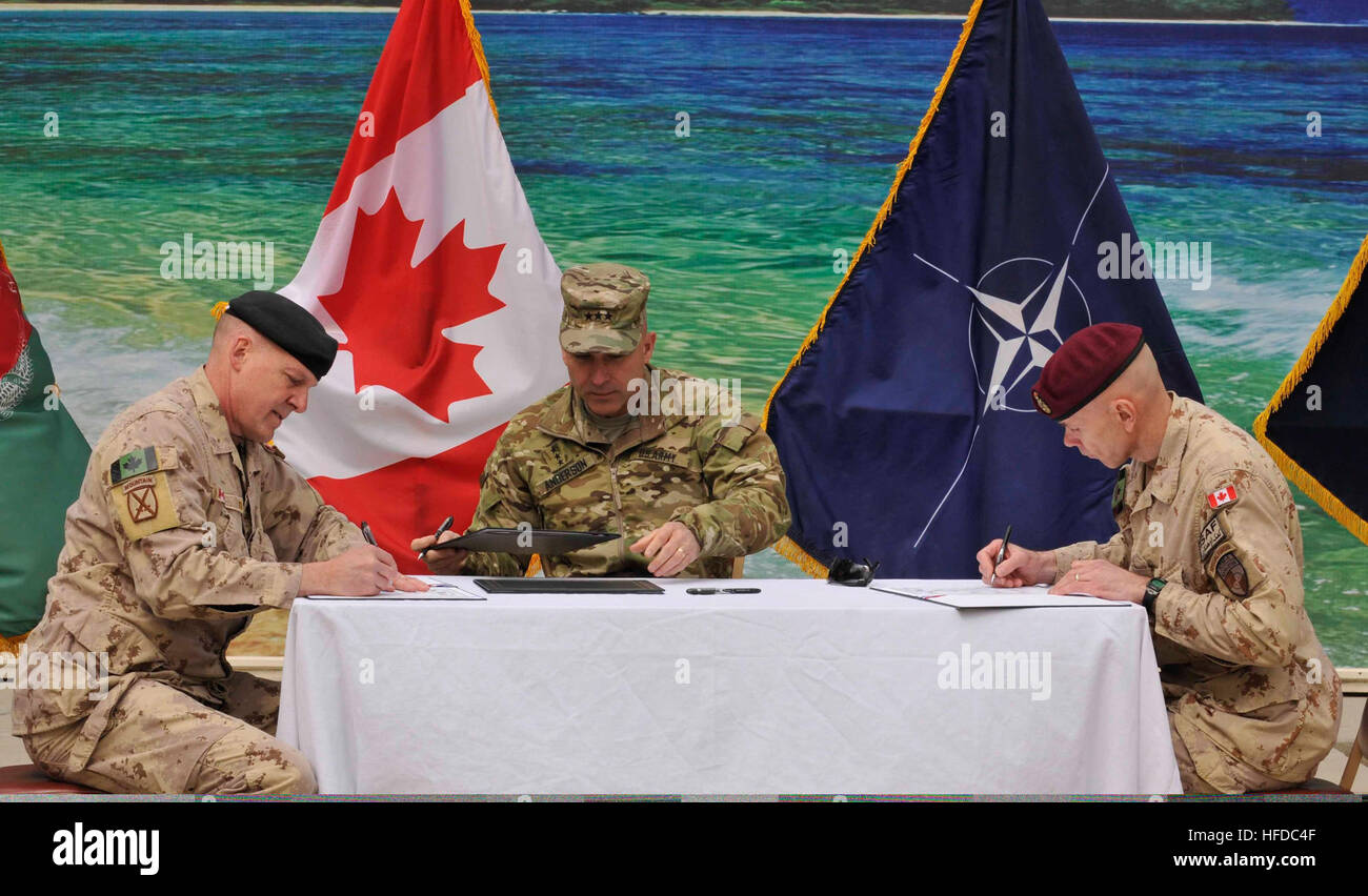 U.S. Army Lt. Gen. Joseph Anderson, center, the commander of the ...