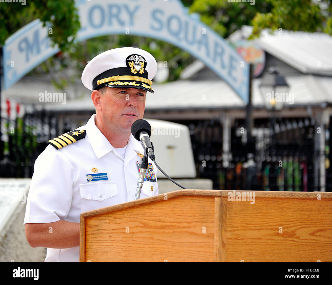 U.S. Navy Capt. Steve McAlearney, the commanding officer of Naval Air ...