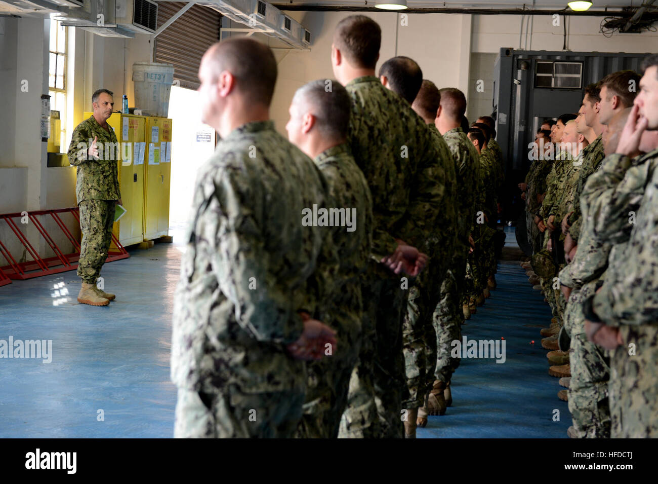 U.S. Navy Cmdr. Keith Dowling, left, the commander of Task Force (CTF ...