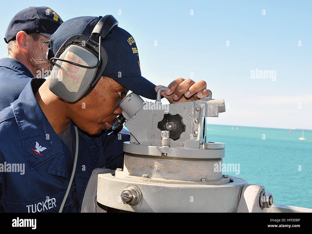 U.S. Navy Quartermaster 3rd Class De'Mar'Liska Tucker, assigned to the ...