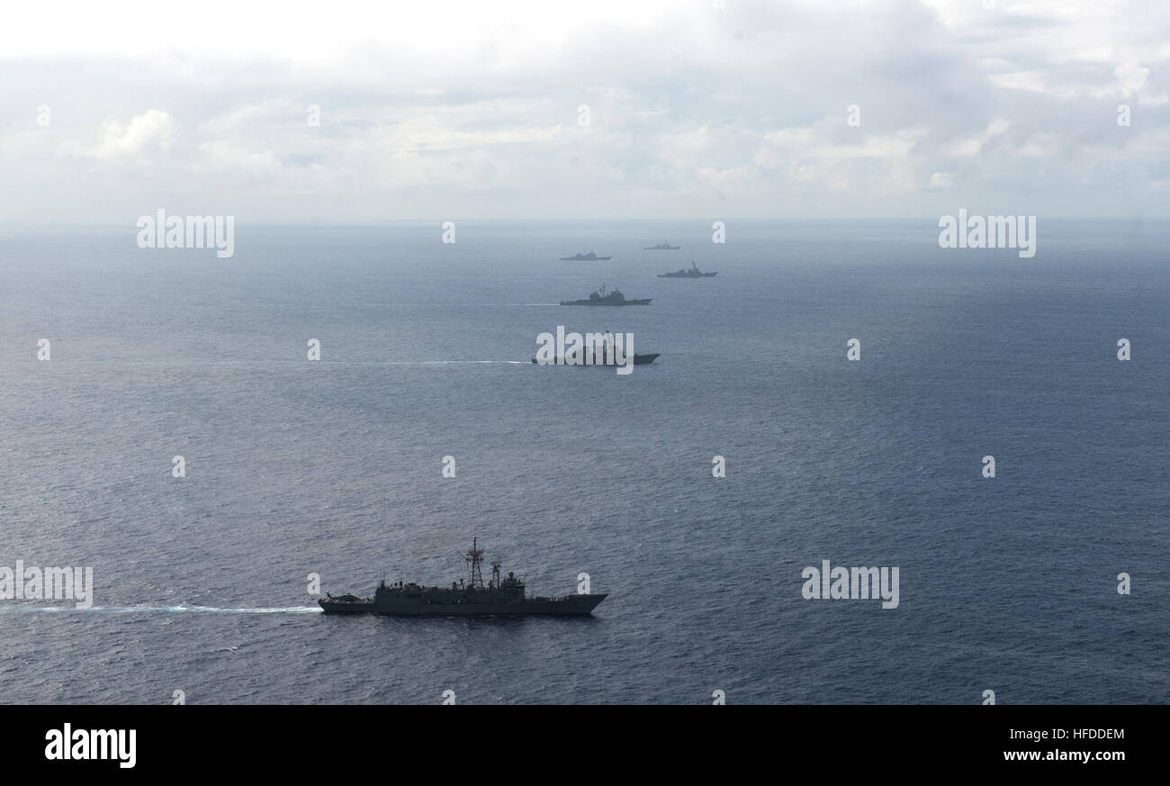 U.S. Navy ships with Destroyer Squadron (DESRON) 26 transit the ...