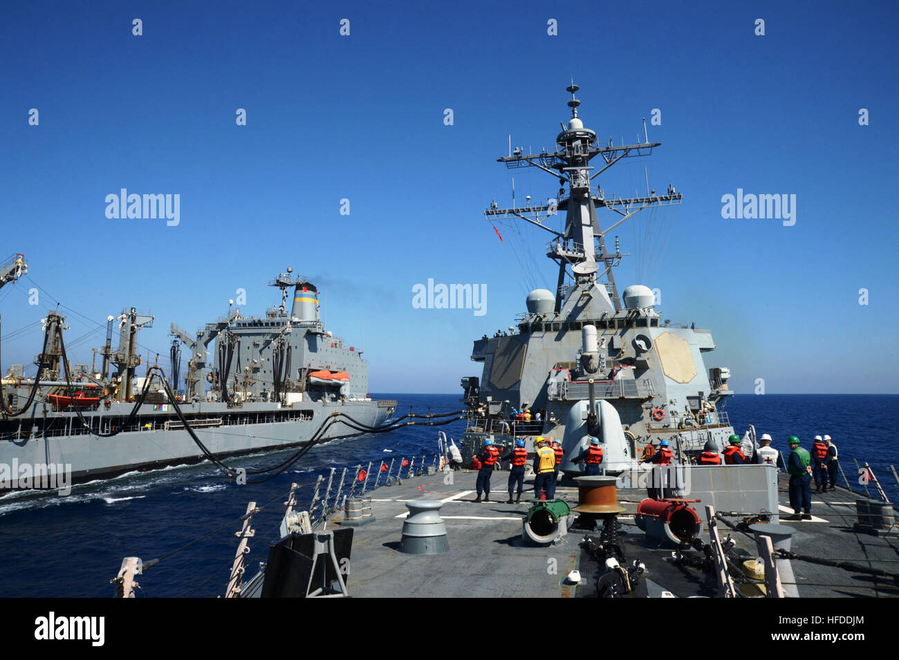 U.S. Sailors aboard the guided missile destroyer USS Ramage (DDG 61 ...