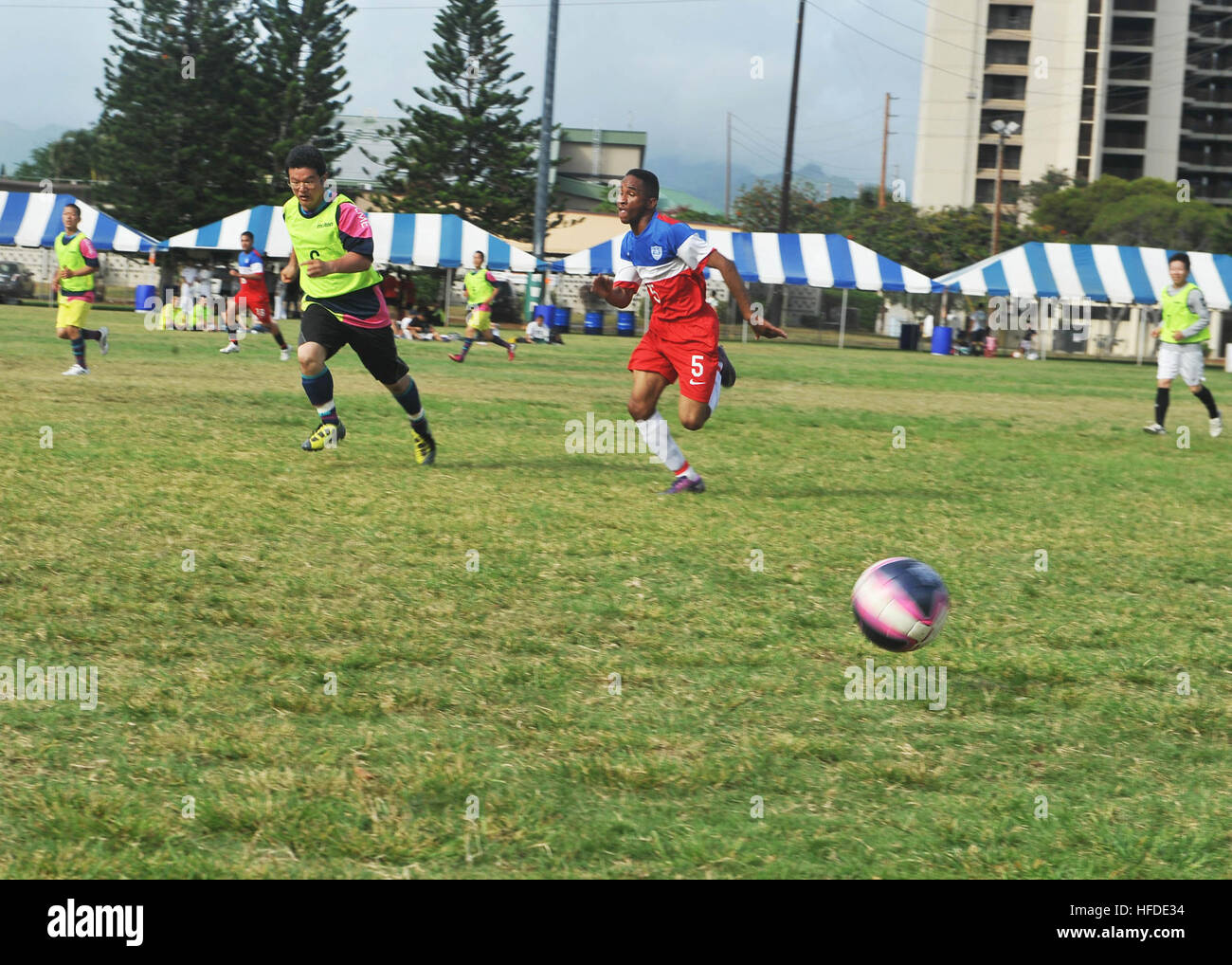 Sailors from USS Ronald Reagan and JS Ise played a soccer match during ...