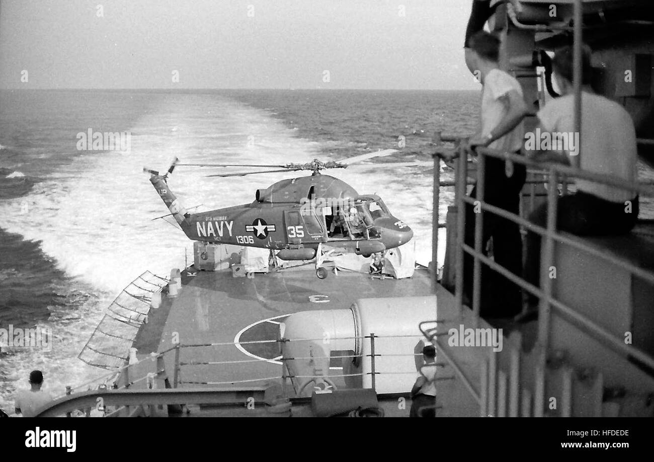 UH-2B of HU-1 landing on USS Galveston (CLG-3) in 1965 Stock Photo - Alamy