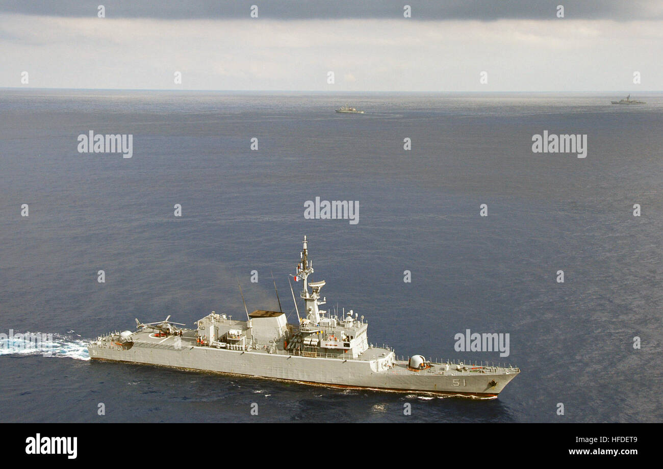 The Colombian navy frigate Almirante Padilla prepares to launch an AS ...