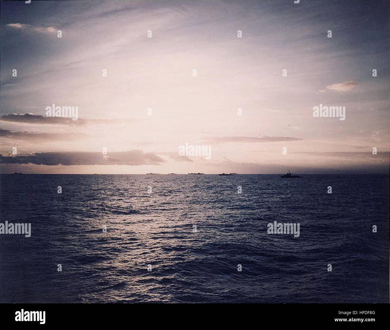 Convoy at sea, circa 1942 : the destroyer to the right is USS Wilson ...