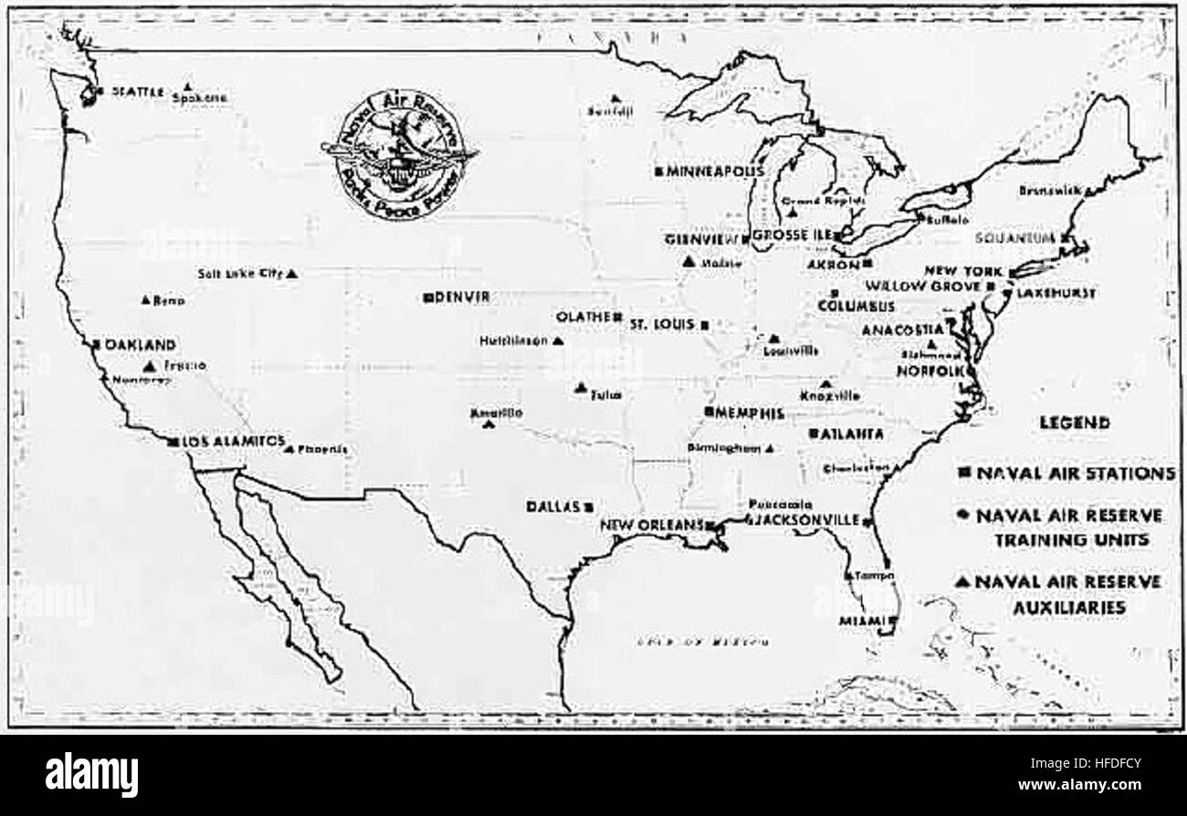 The United States Naval Air Reserve map depicts organizational units ...