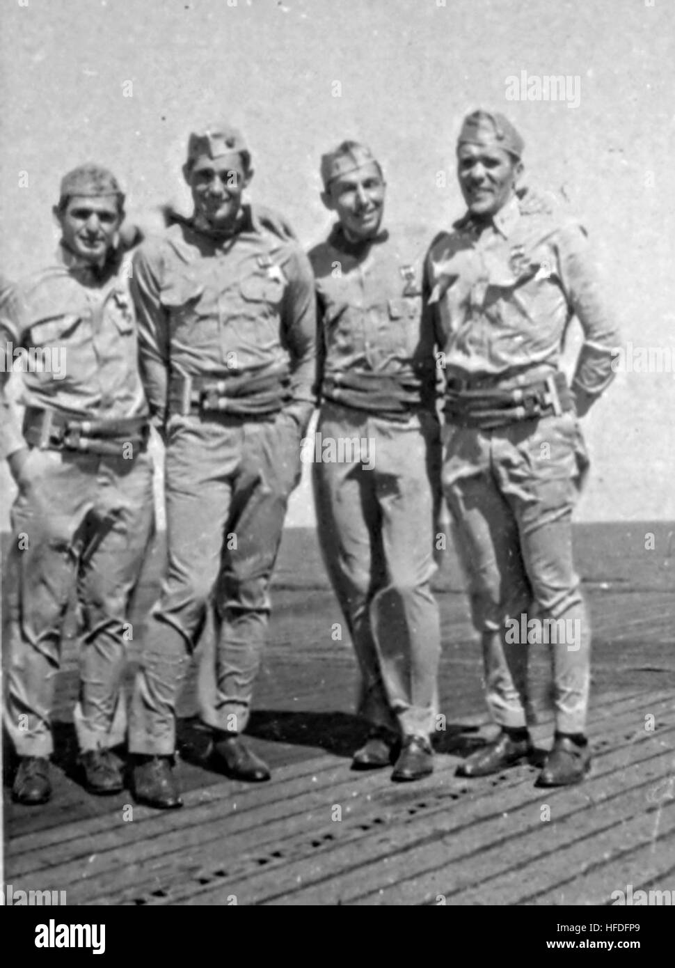 Airmen of VT-10 with decorations for Truk attack aboard USS Enterprise ...