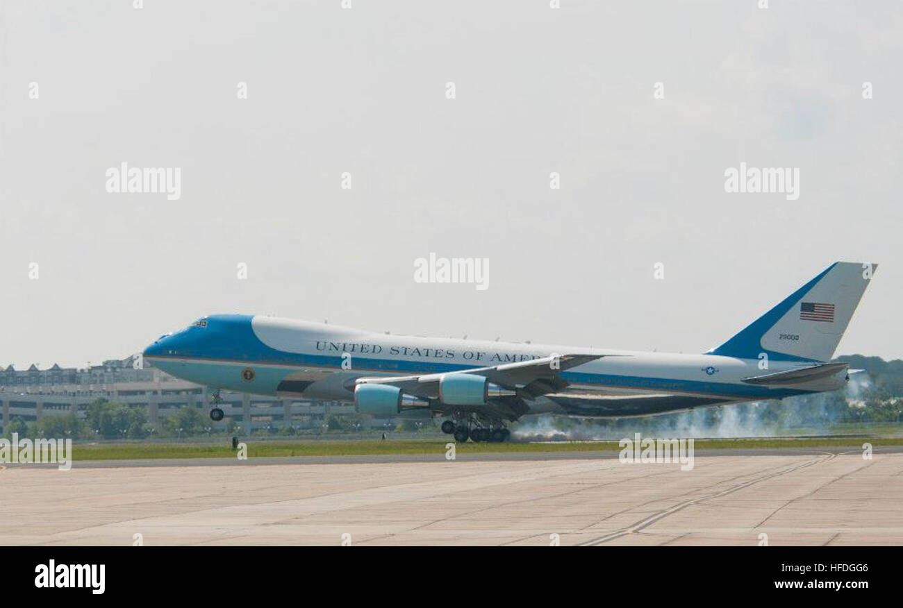 Air Force One, the U.S. presidential aircraft, is positioned at ...