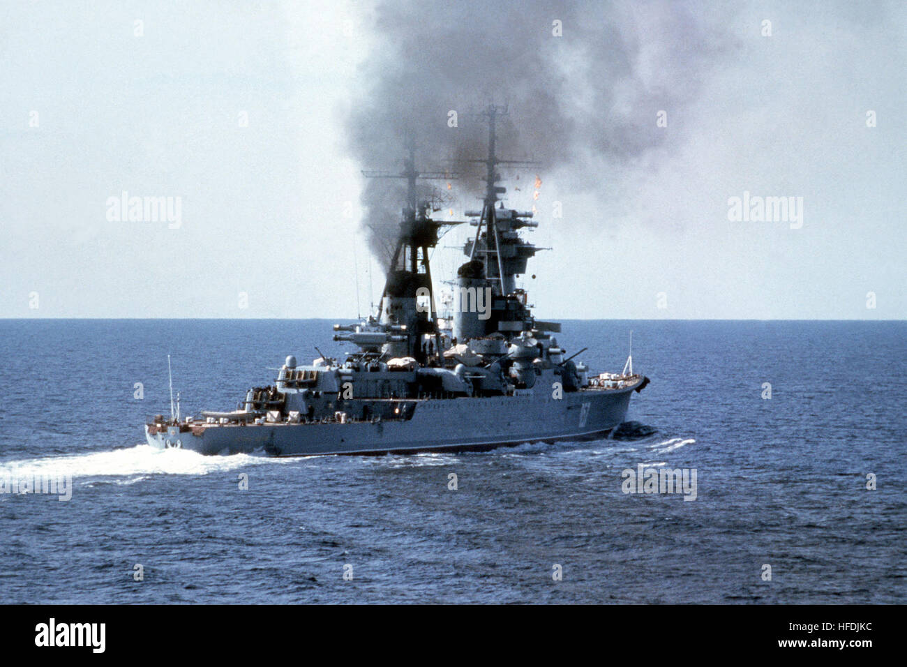 A starboard quarter view of a Soviet Sverdlov class light cruiser ...