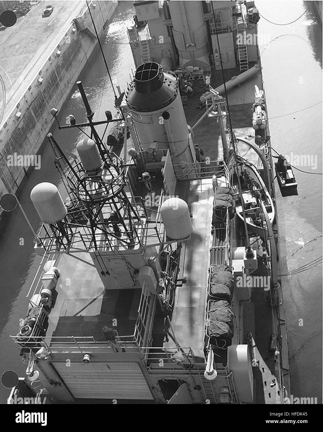 USS Perkins (DD-877): View looking forward from over her helicopter ...