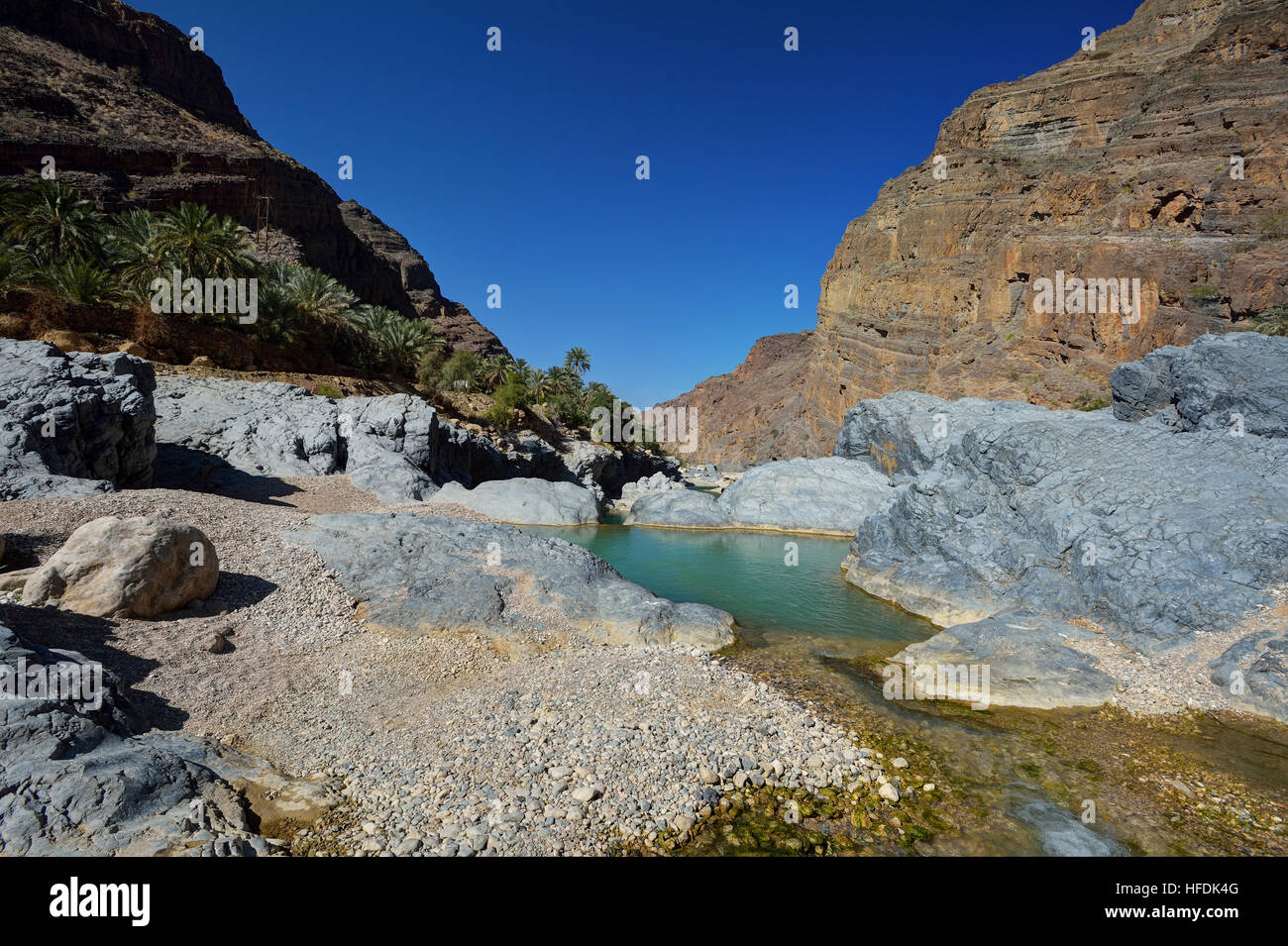 Natural pool between the mountains of Oman Stock Photo - Alamy