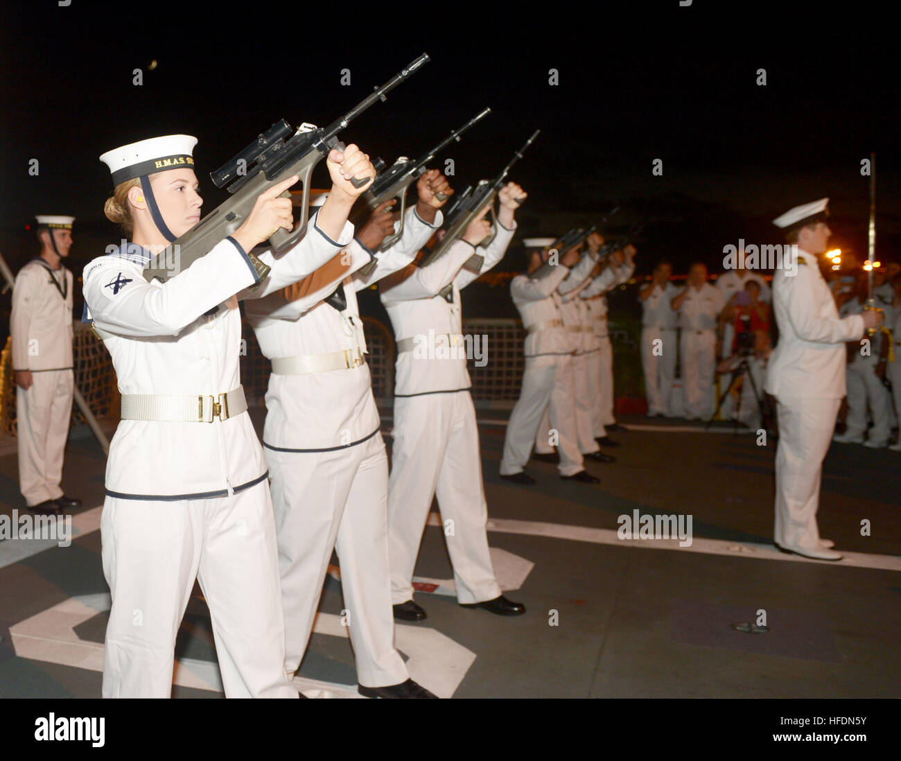 Australian sailors stationed aboard the fleet replenishment oiler HMAS ...