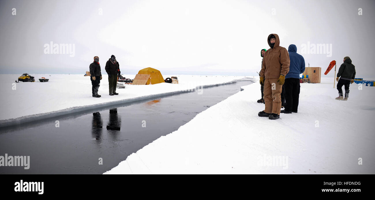 A break in the ice develops at U.S. Navy Ice Camp Nautilus, located on ...