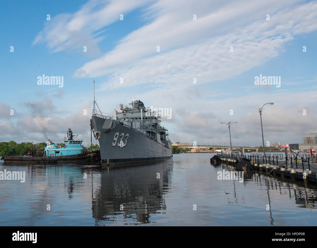 WASHINGTON (May 7, 2016) A tug boat moves Display Ship Barry to ...