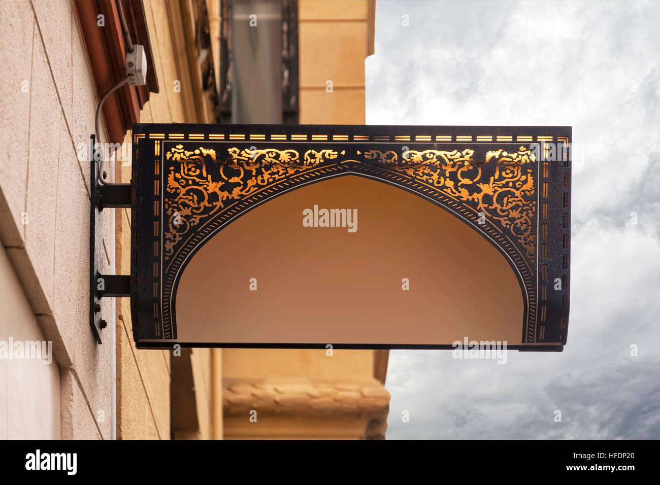 Image of ornate building street sign Stock Photo - Alamy