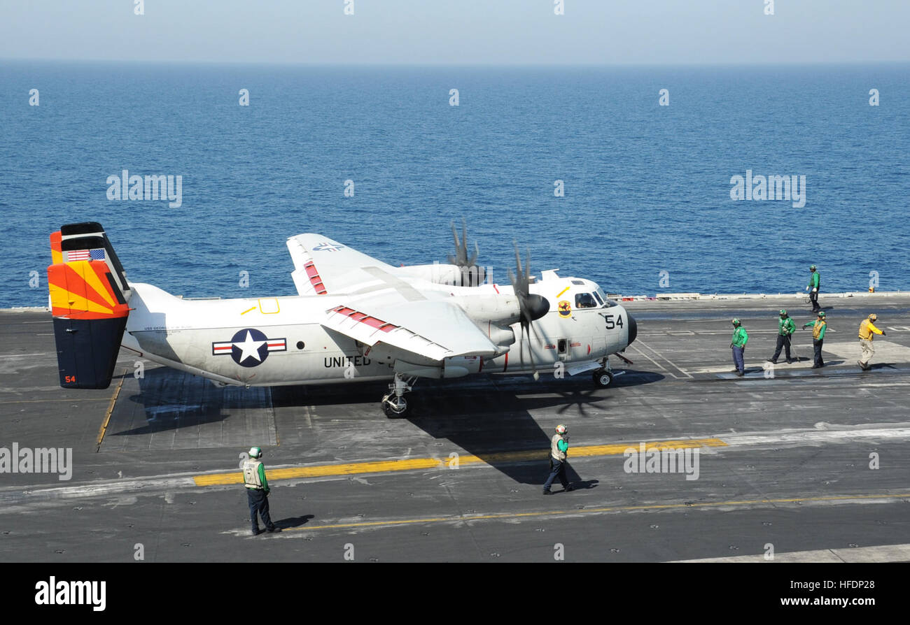 A U.S. Navy C-2A Greyhound aircraft assigned to Fleet Logistics Support ...