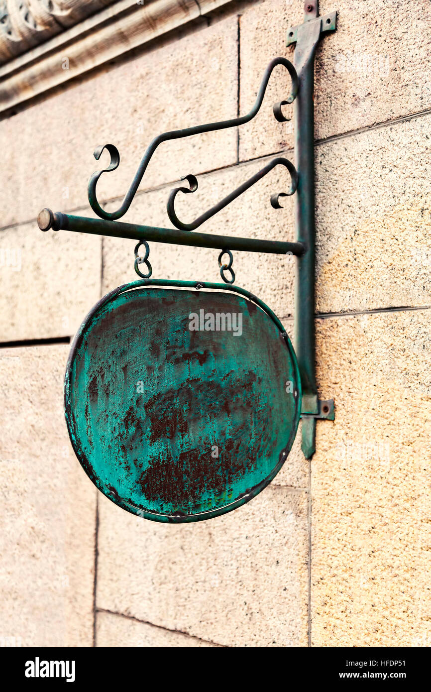 Image of vintage copper sign on a building Stock Photo - Alamy