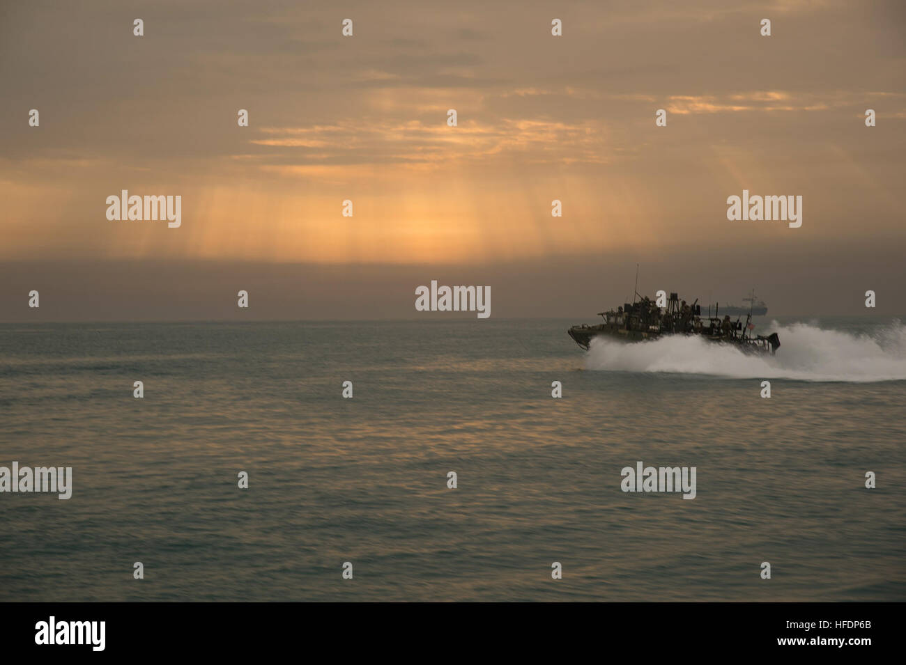 A U.S. Navy riverine command boat assigned to Commander, Task Group ...