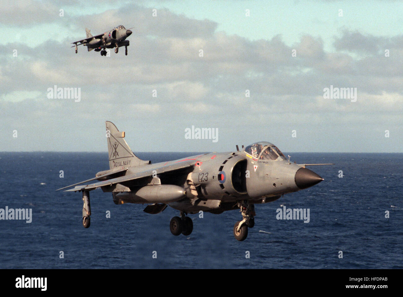 BAe SeaHarriers 800 Sqn approach CVN-69 1984 Stock Photo - Alamy