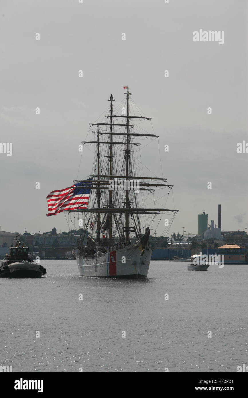 The U.S. Coast Guard cutter USCGC Eagle (WIX 327) sails into the ...