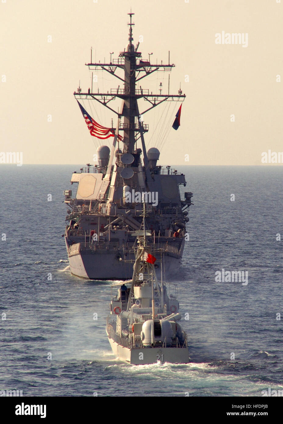 The guided-missile destroyer USS Benfold (DDG 65) and the Royal ...