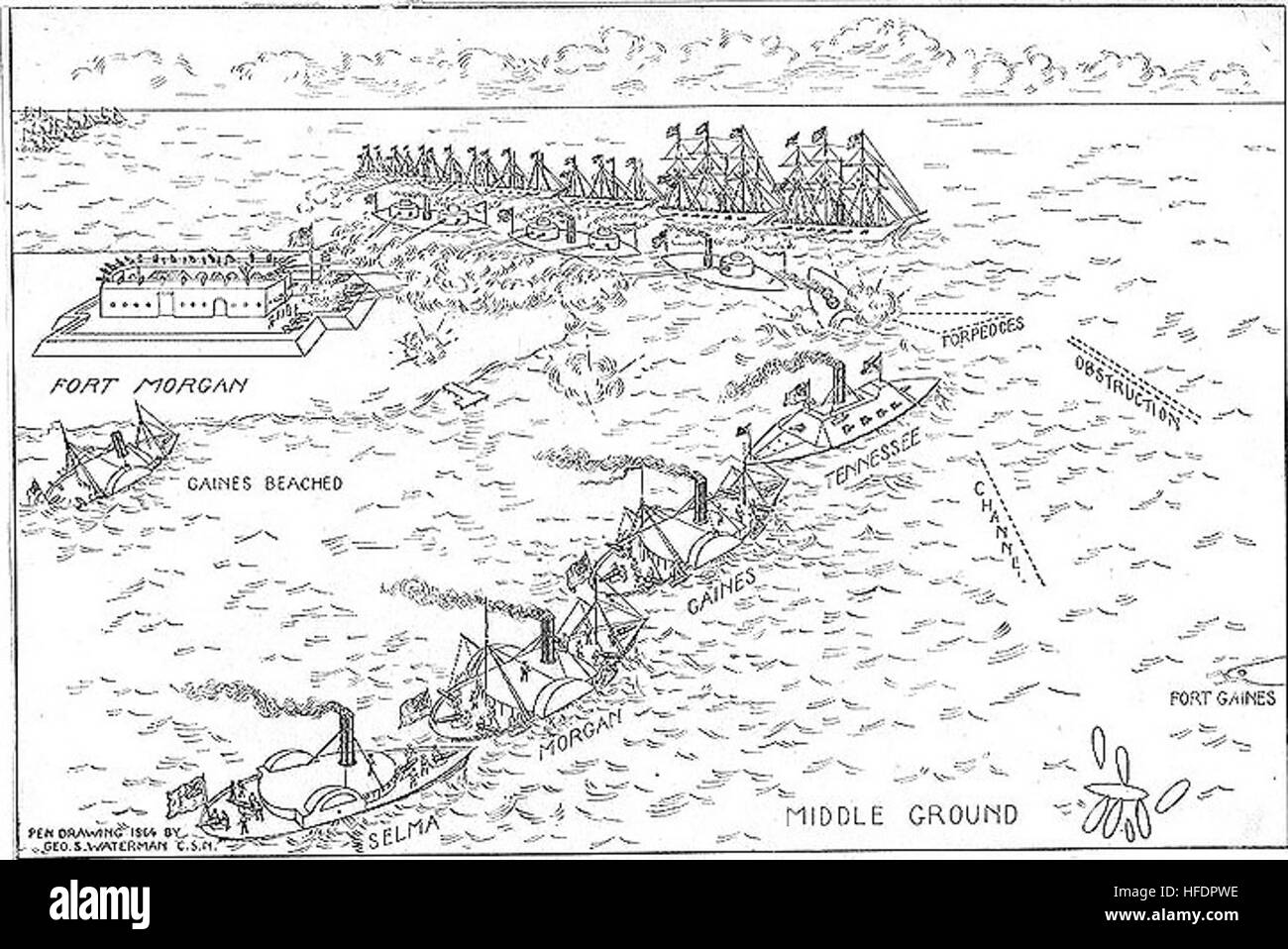 Battle of Mobile Bay Stock Photo - Alamy