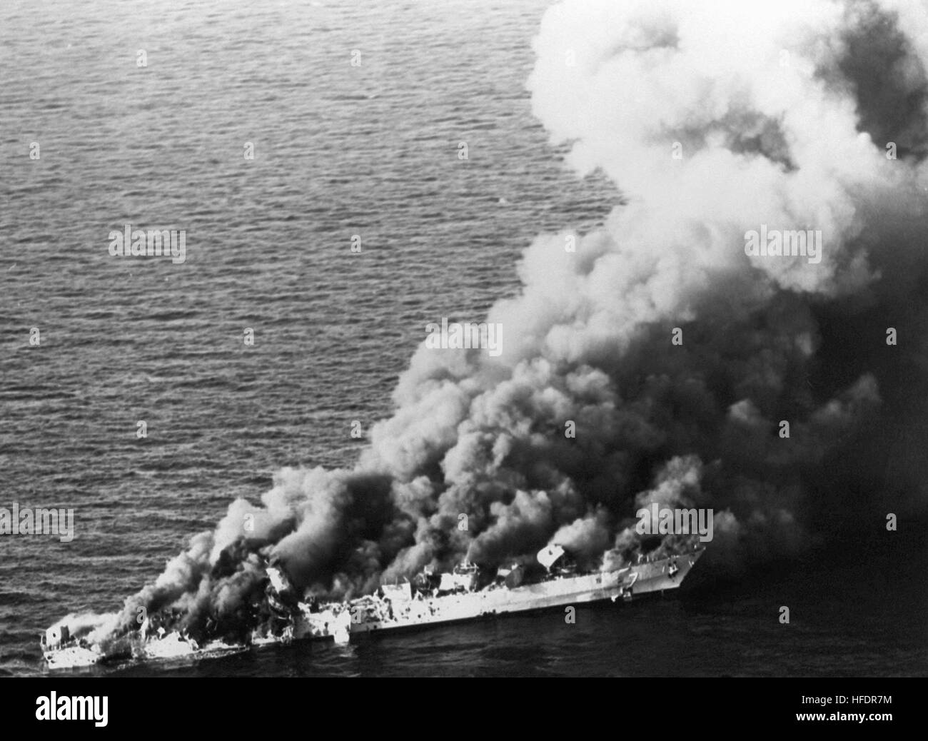 The Iranian frigate IS SAHAND (74) burns after being attacked by ...