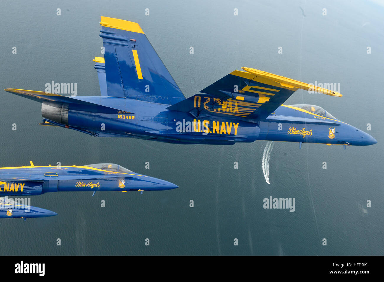 The U.S. Navy Flight Demonstration Squadron, the Blue Angels, fly in a ...