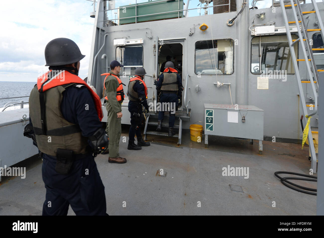 Mexican sailors aboard the Oaxaca class patrol vessel ARM Baja ...
