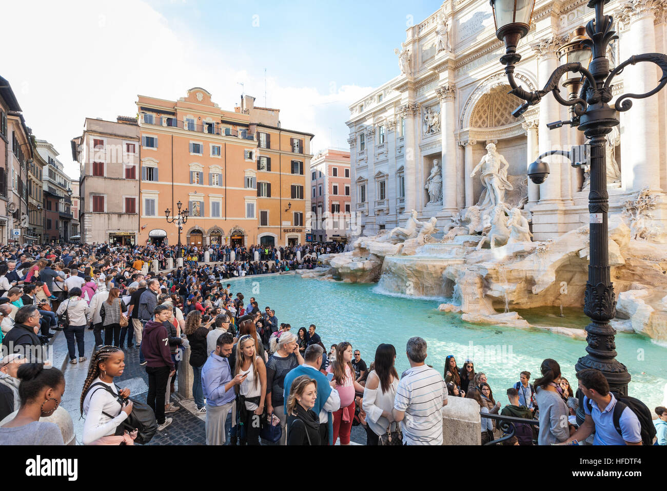 ROME, ITALY - NOVEMBER 1, 2016: crowd of people and Trevi Fountain in ...