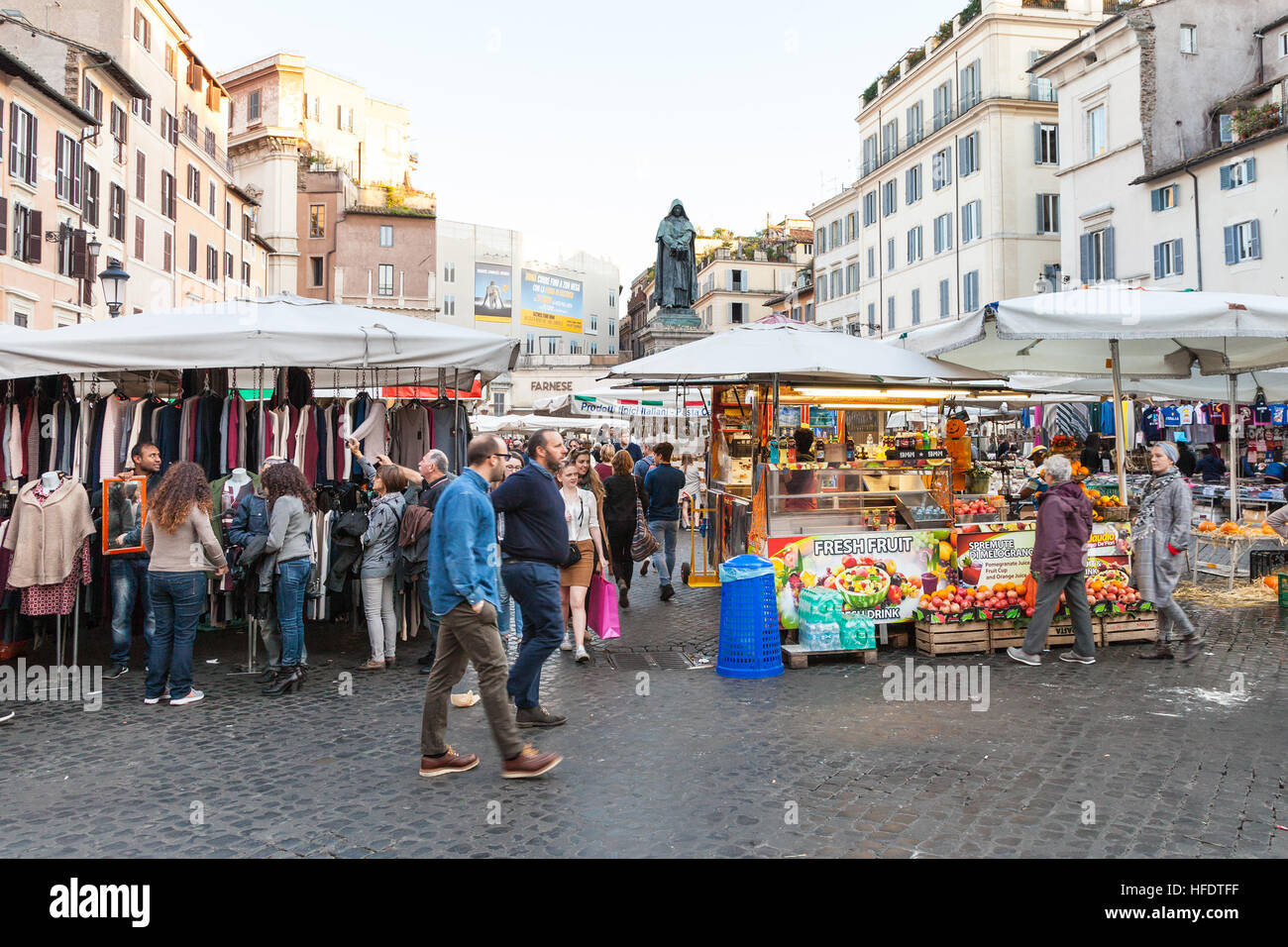 ROME, ITALY - NOVEMBER 1, 2016: tourists on street market on square ...