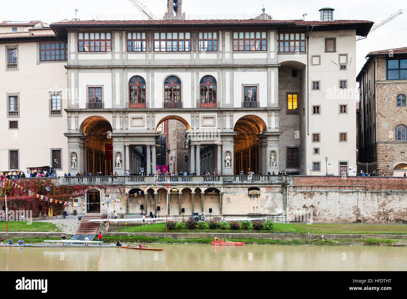 FLORENCE, ITALY - NOVEMBER 4, 2016: Uffizi Gallery from river. Uffizi ...