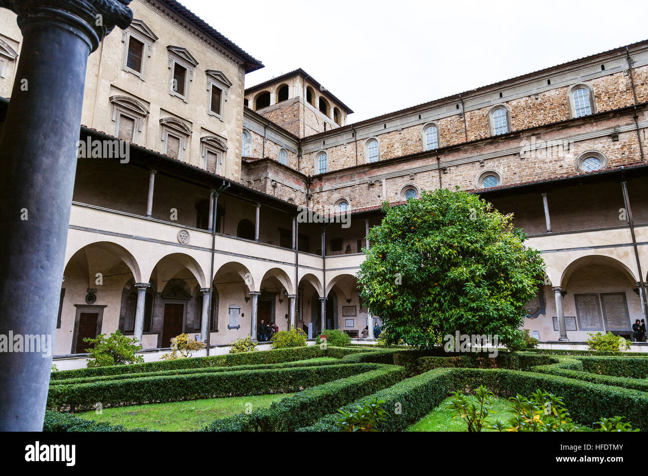 FLORENCE, ITALY - NOVEMBER 6, 2016: patio of Basilica di San Lorenzo ...