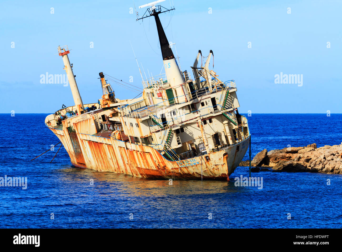 Wreck of the Edro III off Seacaves, Paphos, Cyprus Stock Photo - Alamy