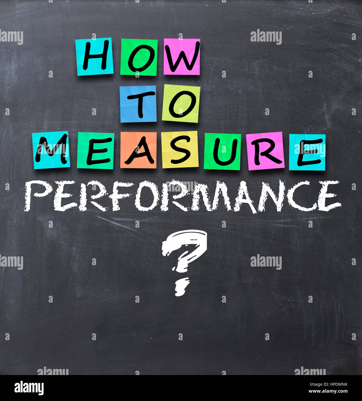 How to measure performance text on blackboard Stock Photo - Alamy