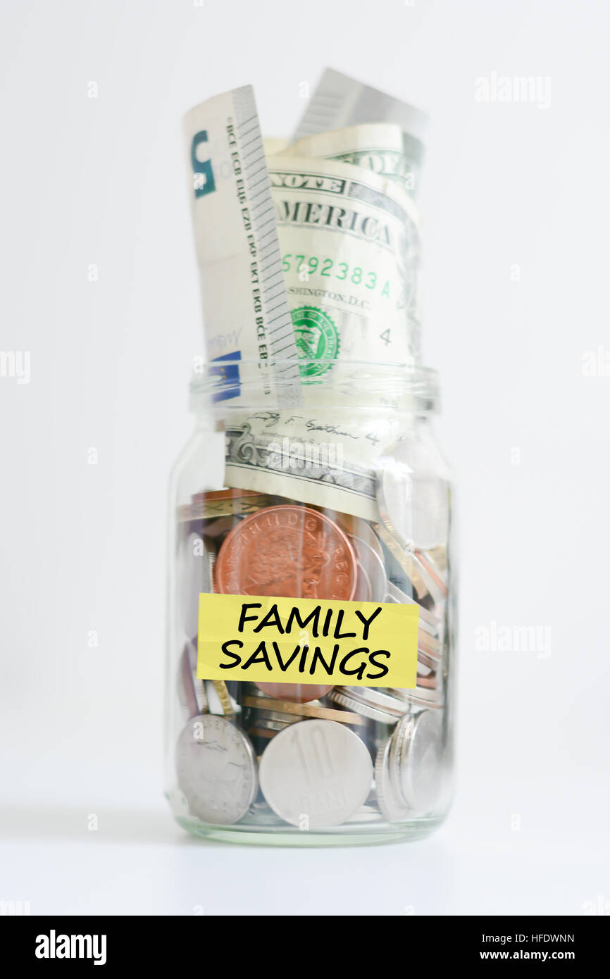 Family savings jar Stock Photo - Alamy